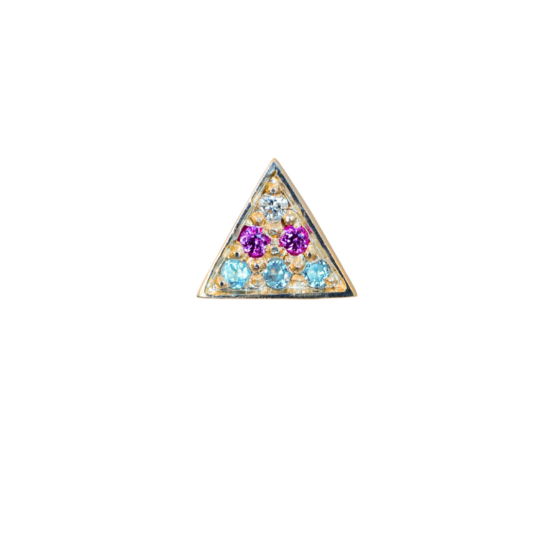 Trans Flag Pavé Triangle Piercing Flatback Stud Earring