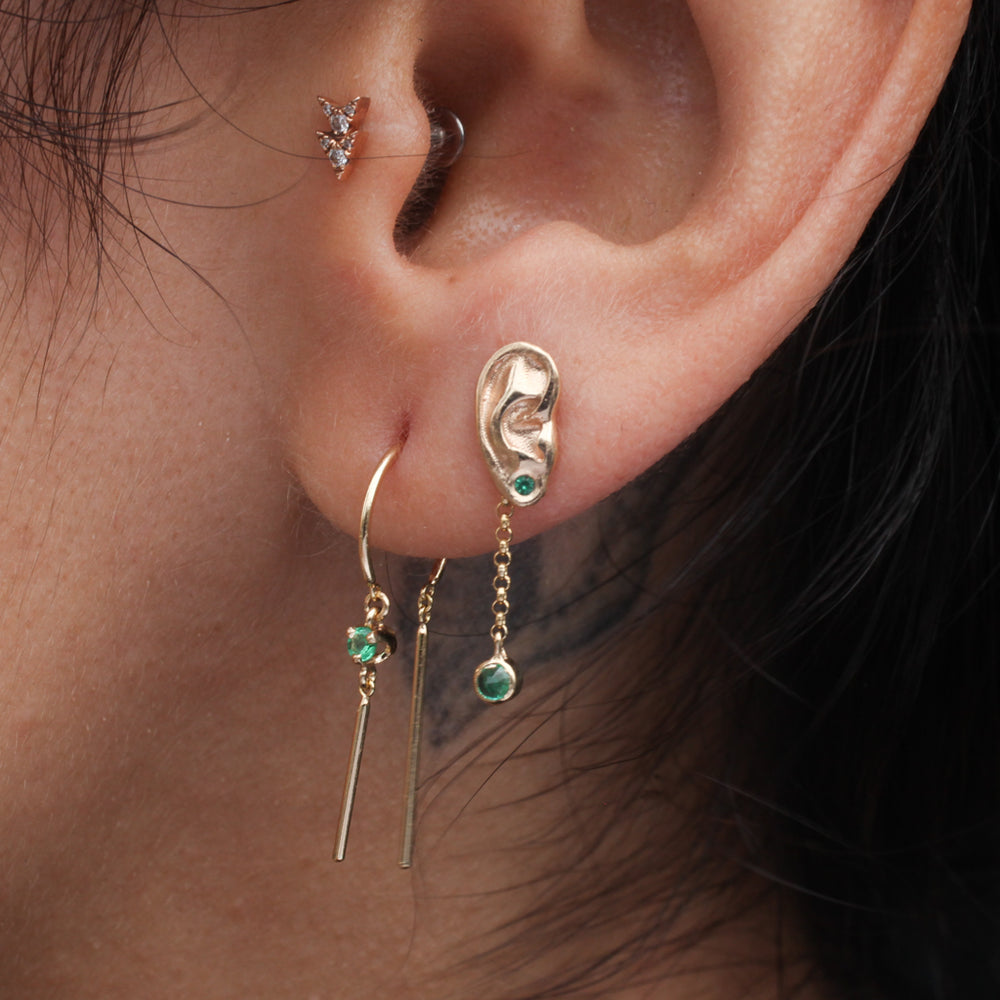 Aural Ear Flat Back Gold Stud Earrings