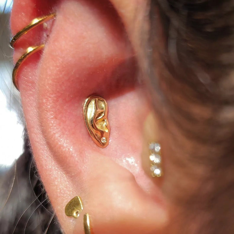 Aural Ear Flat Back Gold Stud Earrings – Fiat Lux