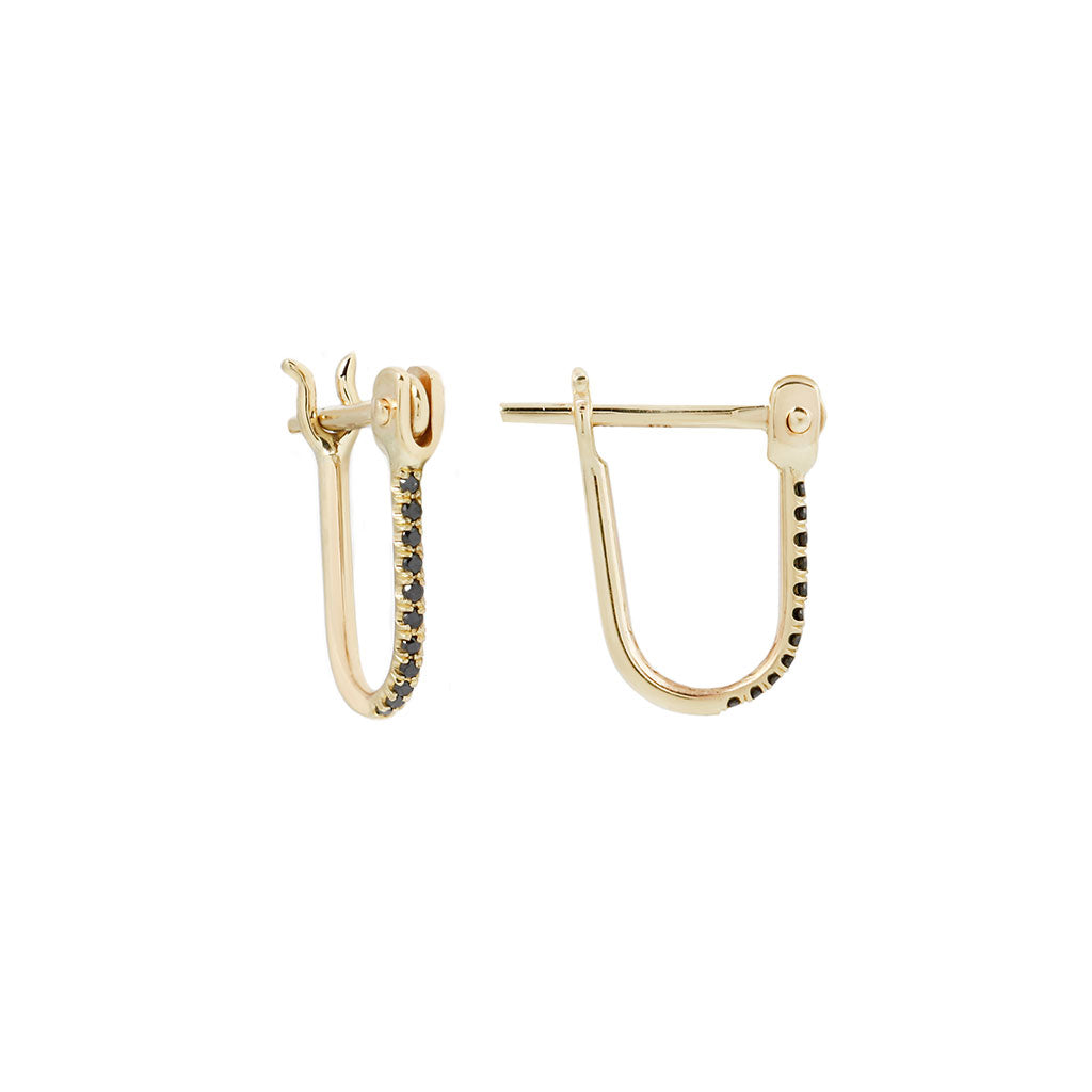 Huggie Latch Hoop - Black Diamond