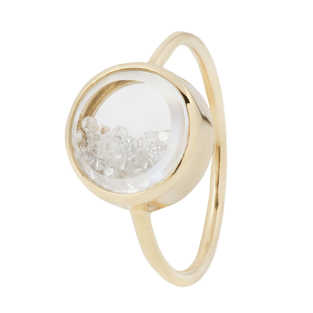 Circle Kaleidoscope Shaker Ring - White Diamond